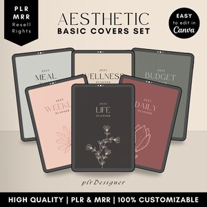 PLR MRR Basic Digital Covers Set, Aesthetic Design, Customizable Canva ...