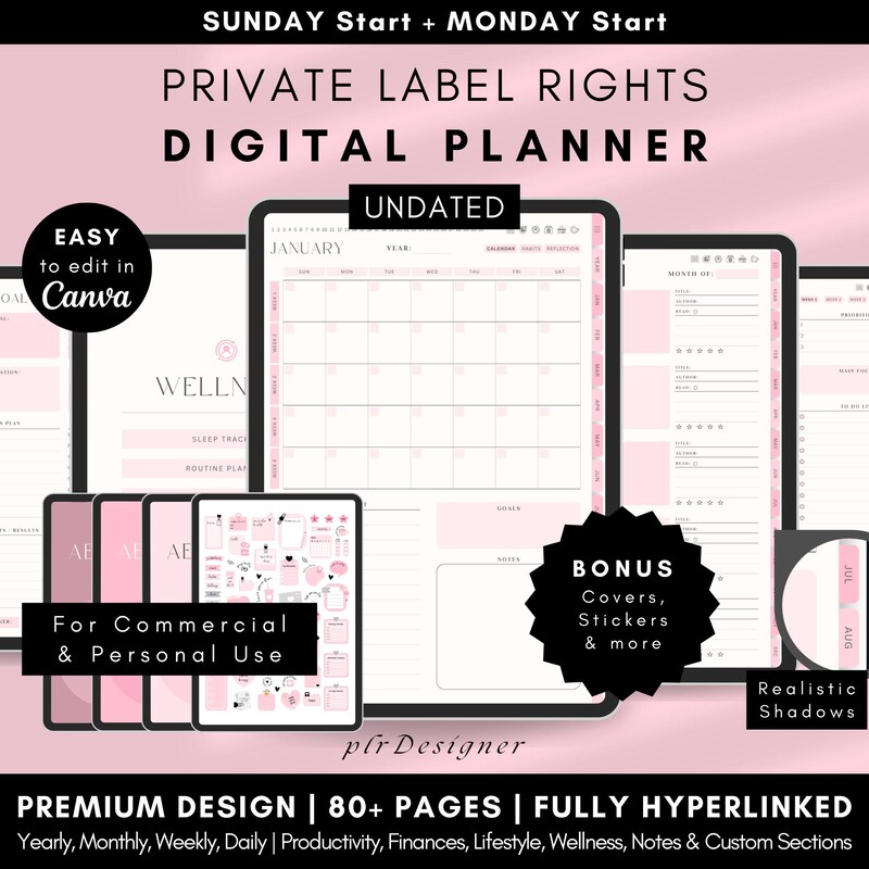 Undated Digital Planner - Etsy