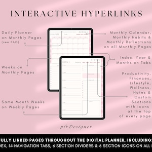 PLR Undated Digital Planner, Hyperlinked. Premium Design, Aesthetic ...