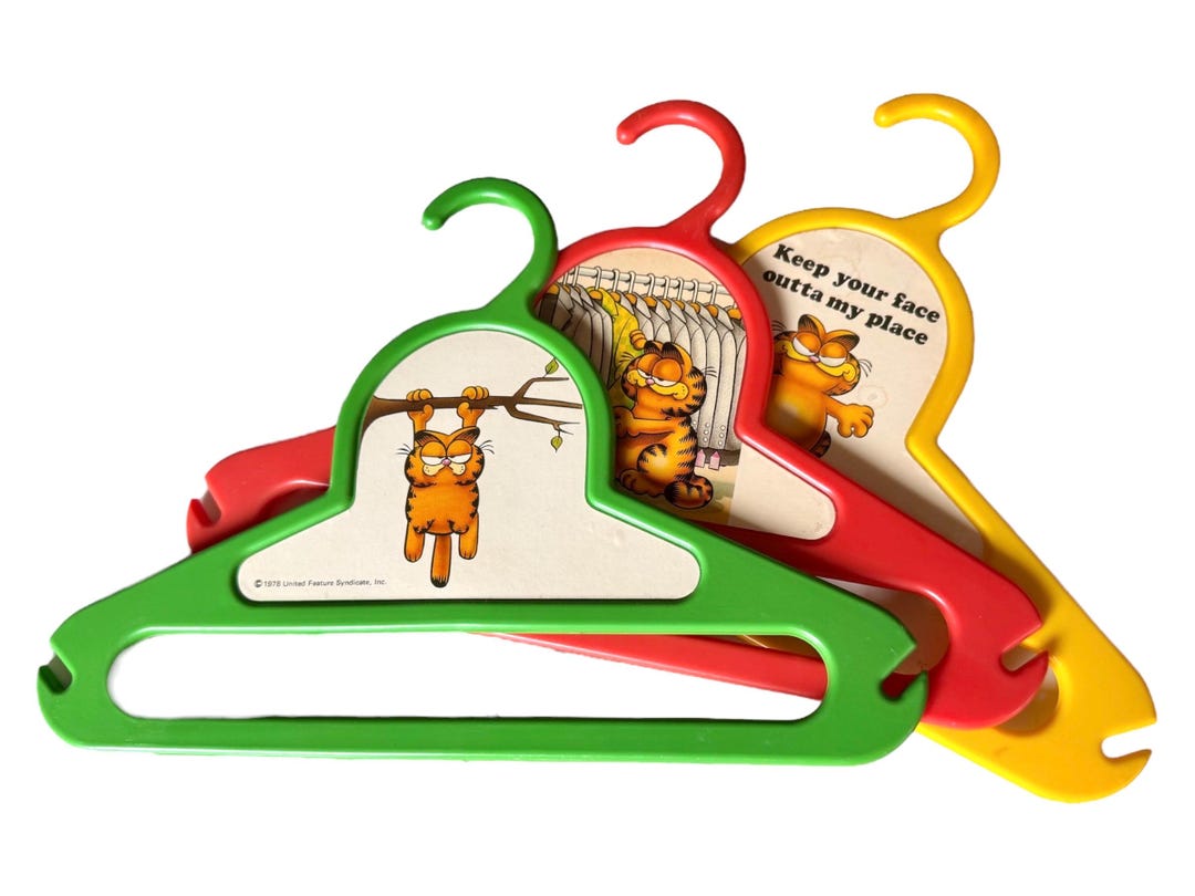 Vintage 1978 Sassy Garfield Kids’ Size Plastic Clothes Hangers - Made ...
