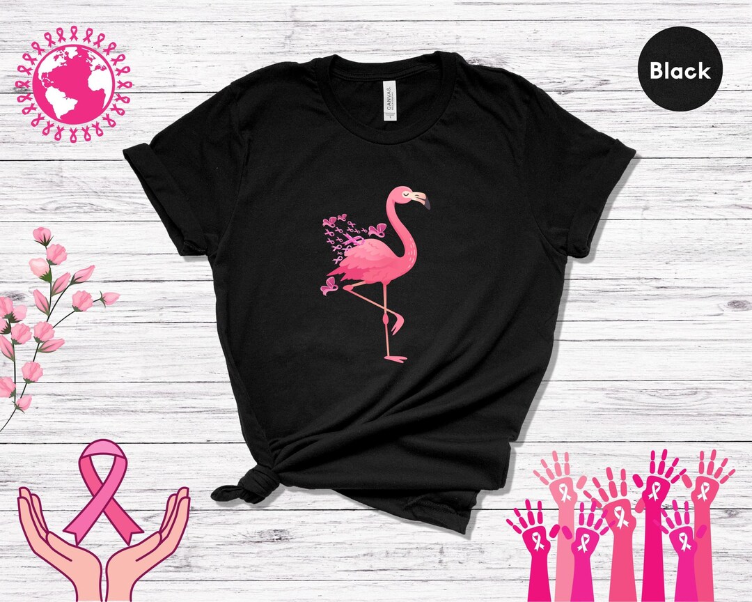Flamingo Cancer Shirt, Pink Ribbon Shirt, Breast Cancer Awareness Shirt ...