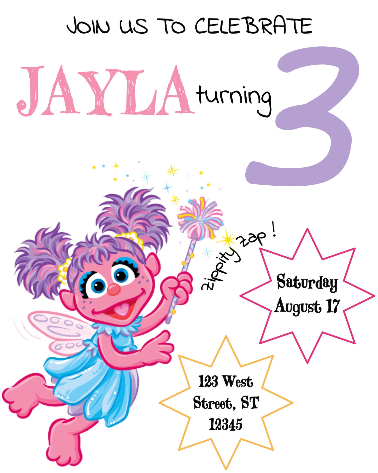 Customizable Abby Cadabby Birthday Invitation Etsy