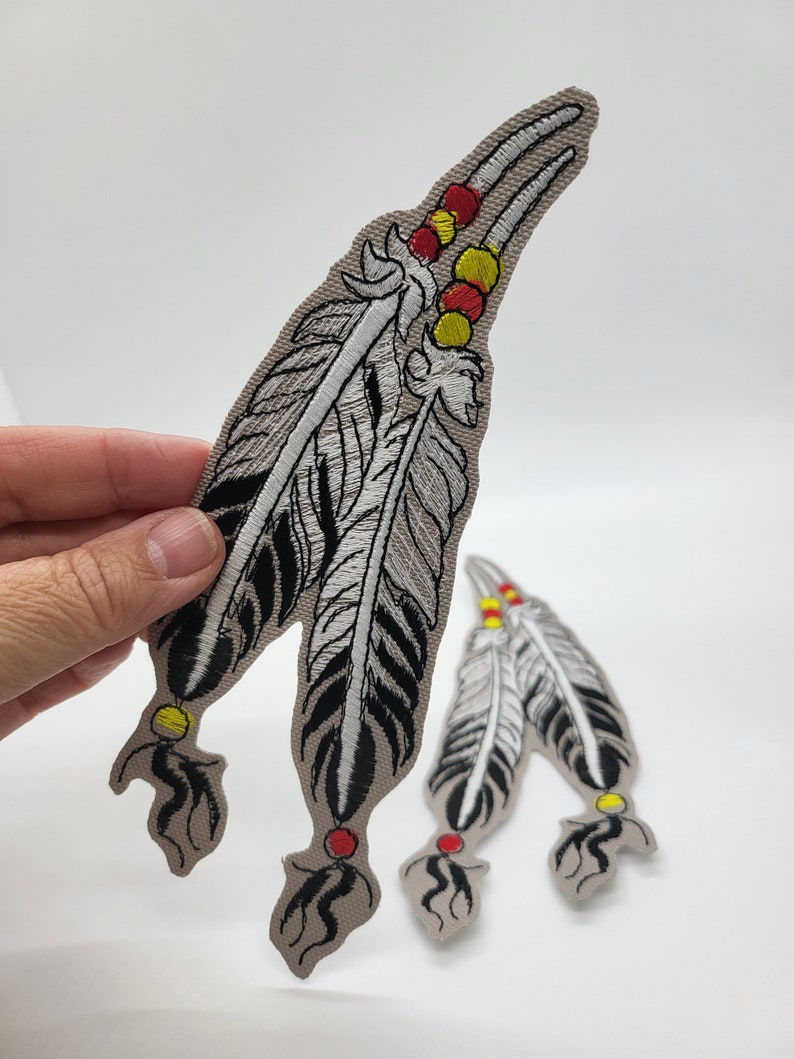 7 Eagle Feather, Iron on Applique Patches, Native American, Embroidered ...