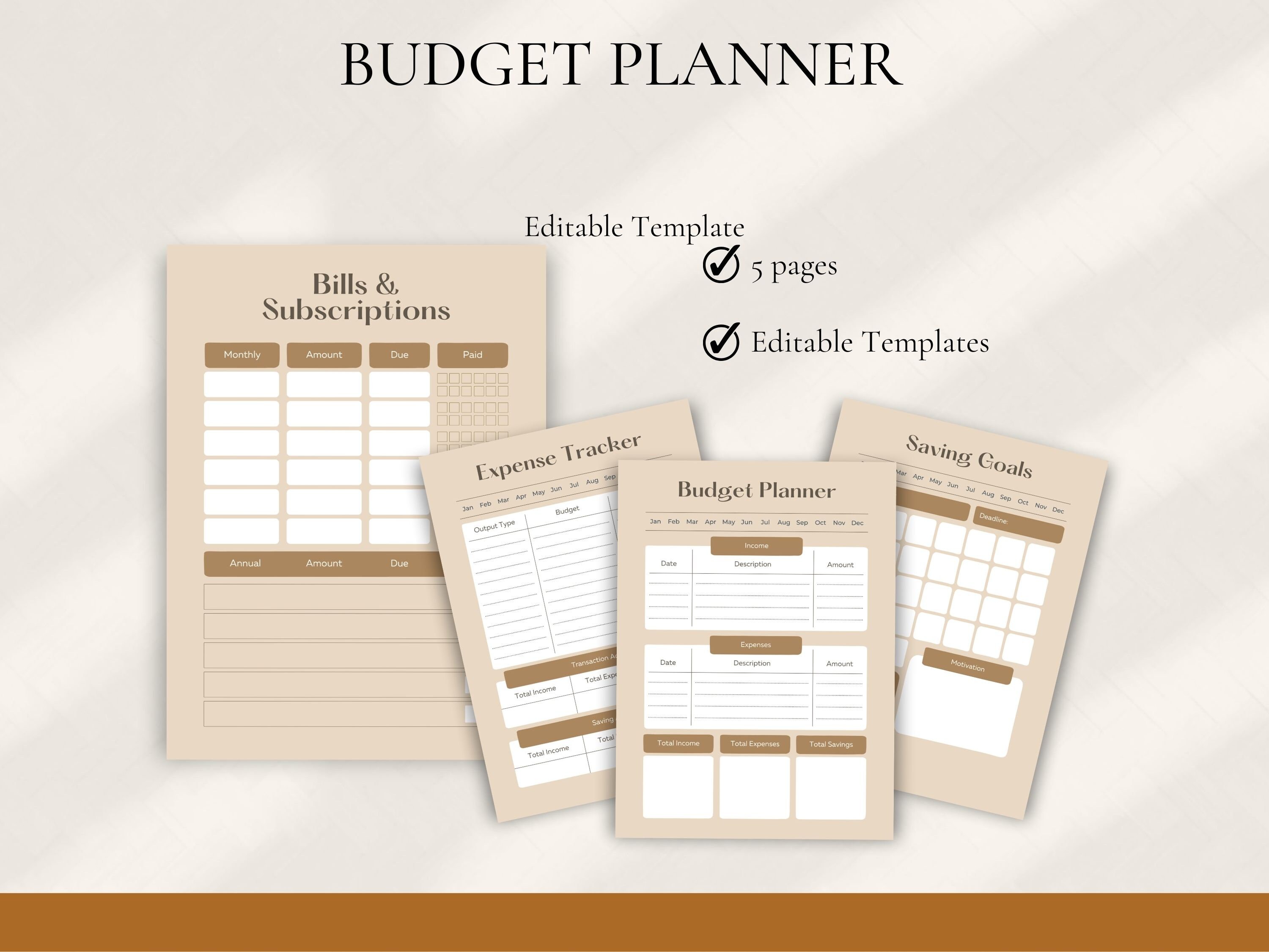Digital Budget Planner Template | Editable in Canva & Word | Expense ...