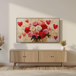 Valentine's Day Frame TV Art | Romantic Floral Digital Download ...