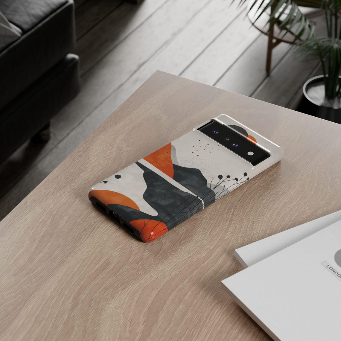 Minimalist Sunset Mountain Phone Case Modern Abstract Design for iPhone ...