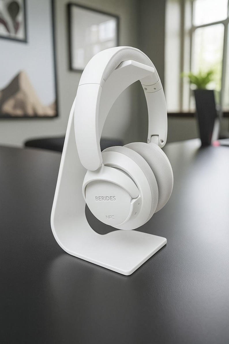 Modern Headphone Stand – 3D Printed Matte Headset Holder for Desk ...
