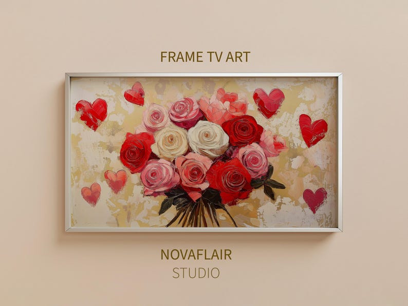 Valentine's Day Frame TV Art | Romantic Floral Digital Download ...