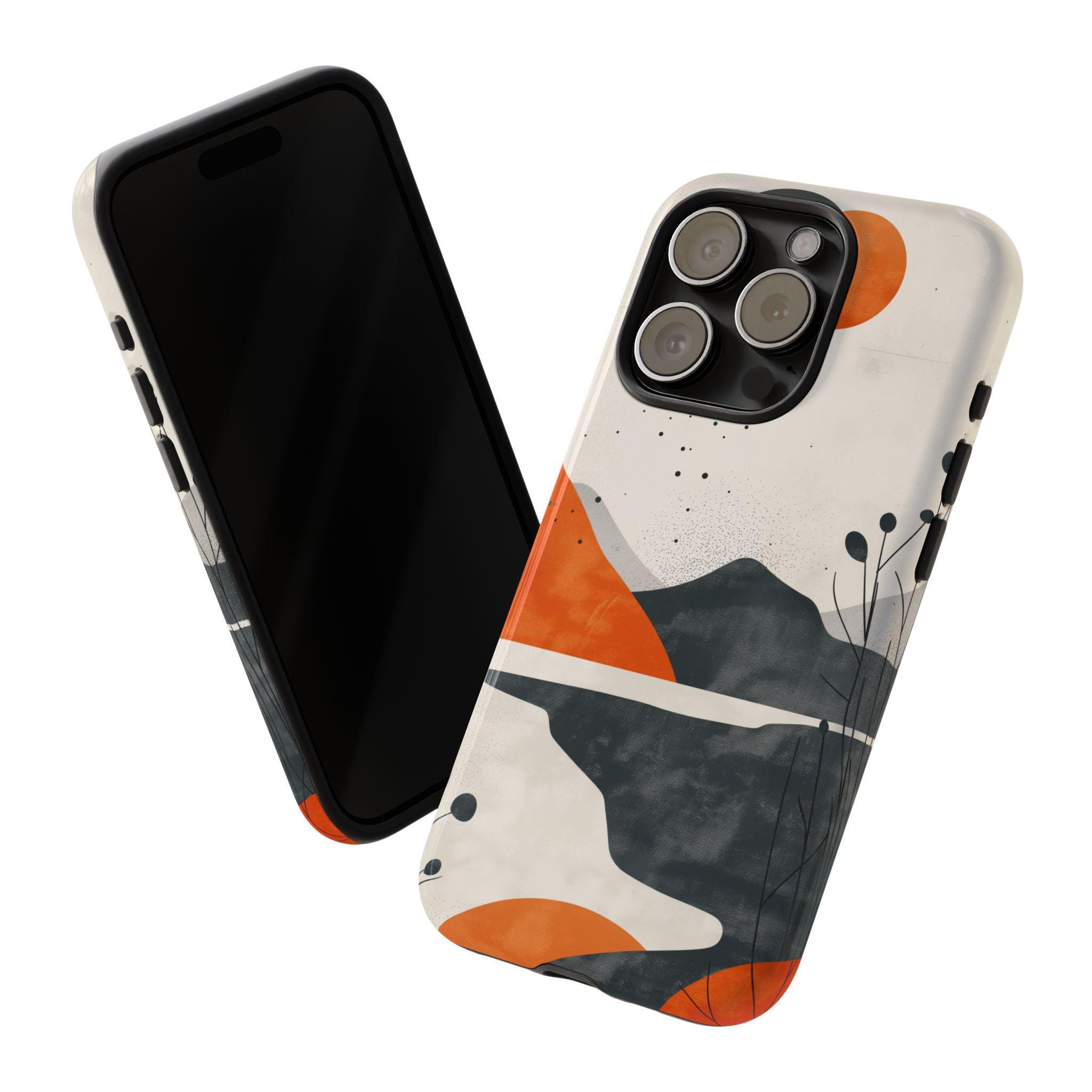 Minimalist Sunset Mountain Phone Case Modern Abstract Design for iPhone ...