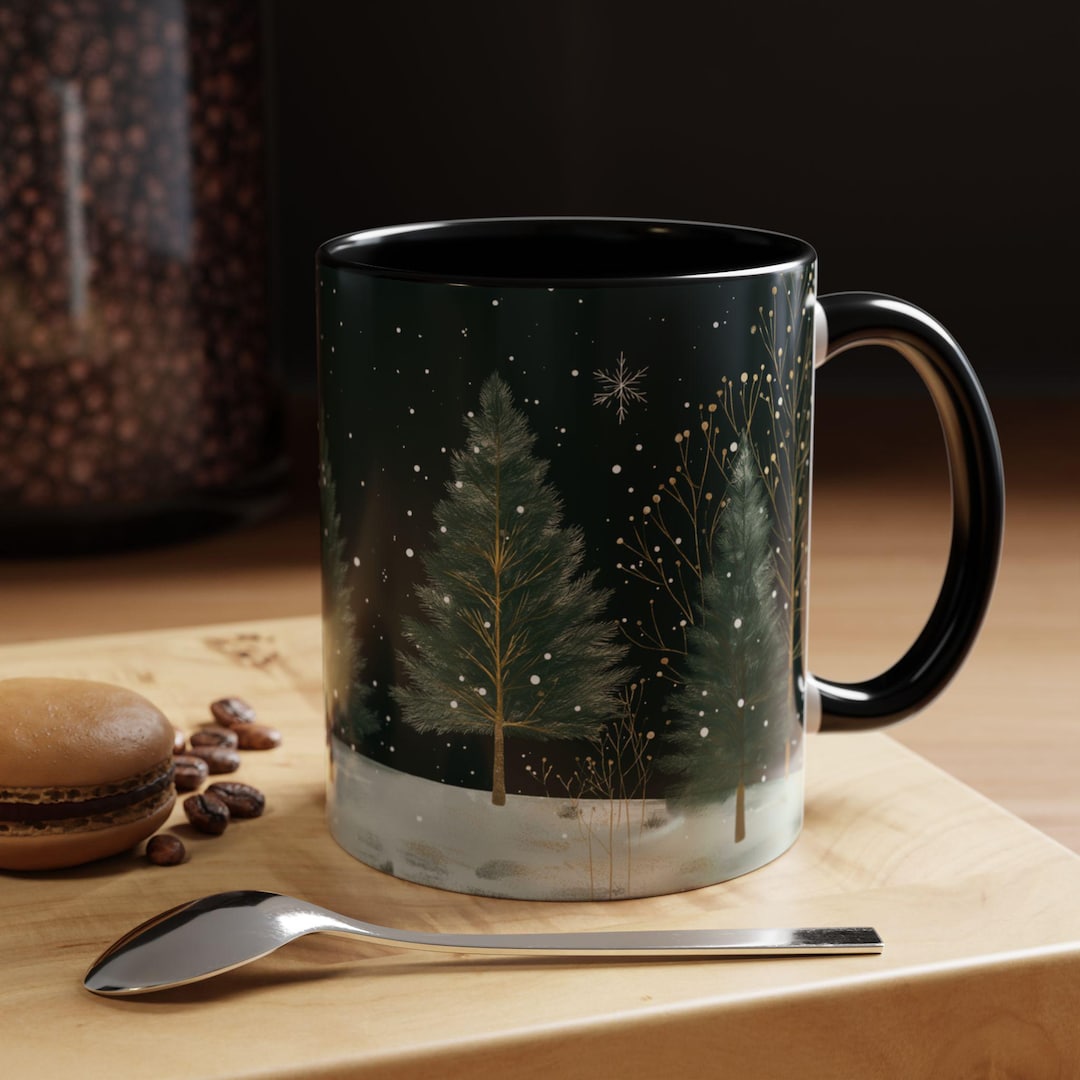 Beautiful Snowy Pine Forest Coffee Mug Christmas Forest Tea Cup Winter ...