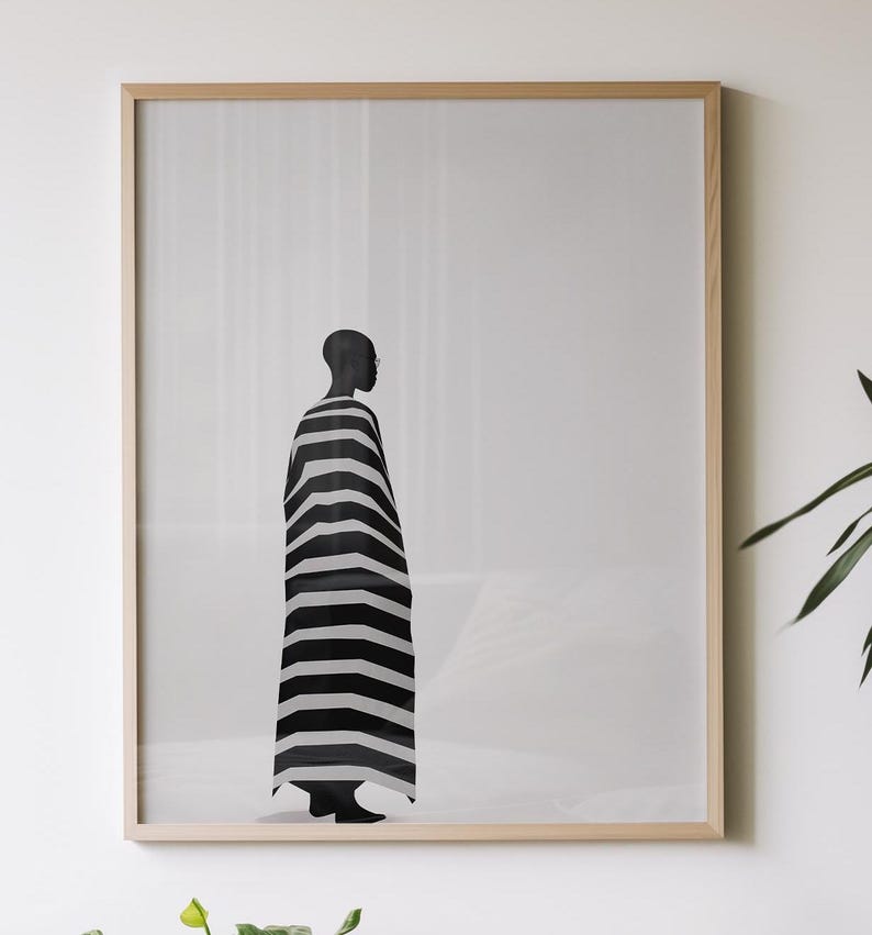Minimalist Black and White Art Print, Black Woman Abstract Wall Art ...