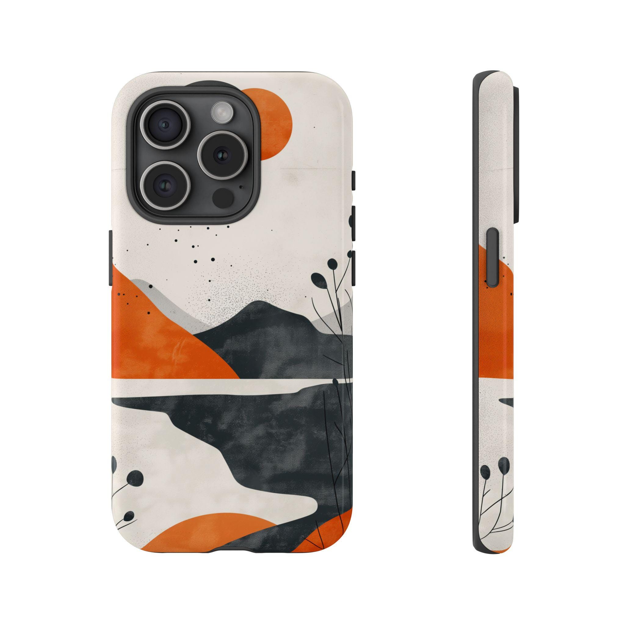 Minimalist Sunset Mountain Phone Case Modern Abstract Design for iPhone ...