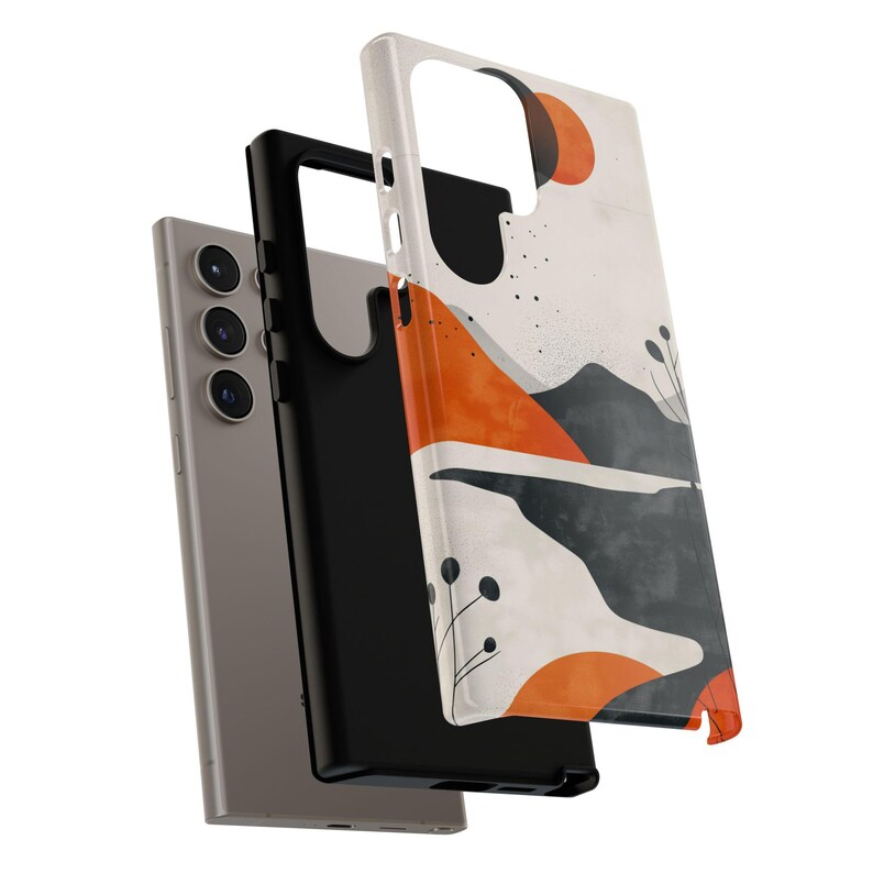 Minimalist Sunset Mountain Phone Case Modern Abstract Design for iPhone ...