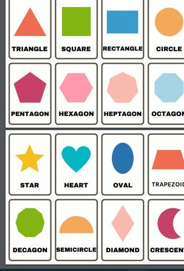 Educational Shapes and Colors Flashcards - Etsy