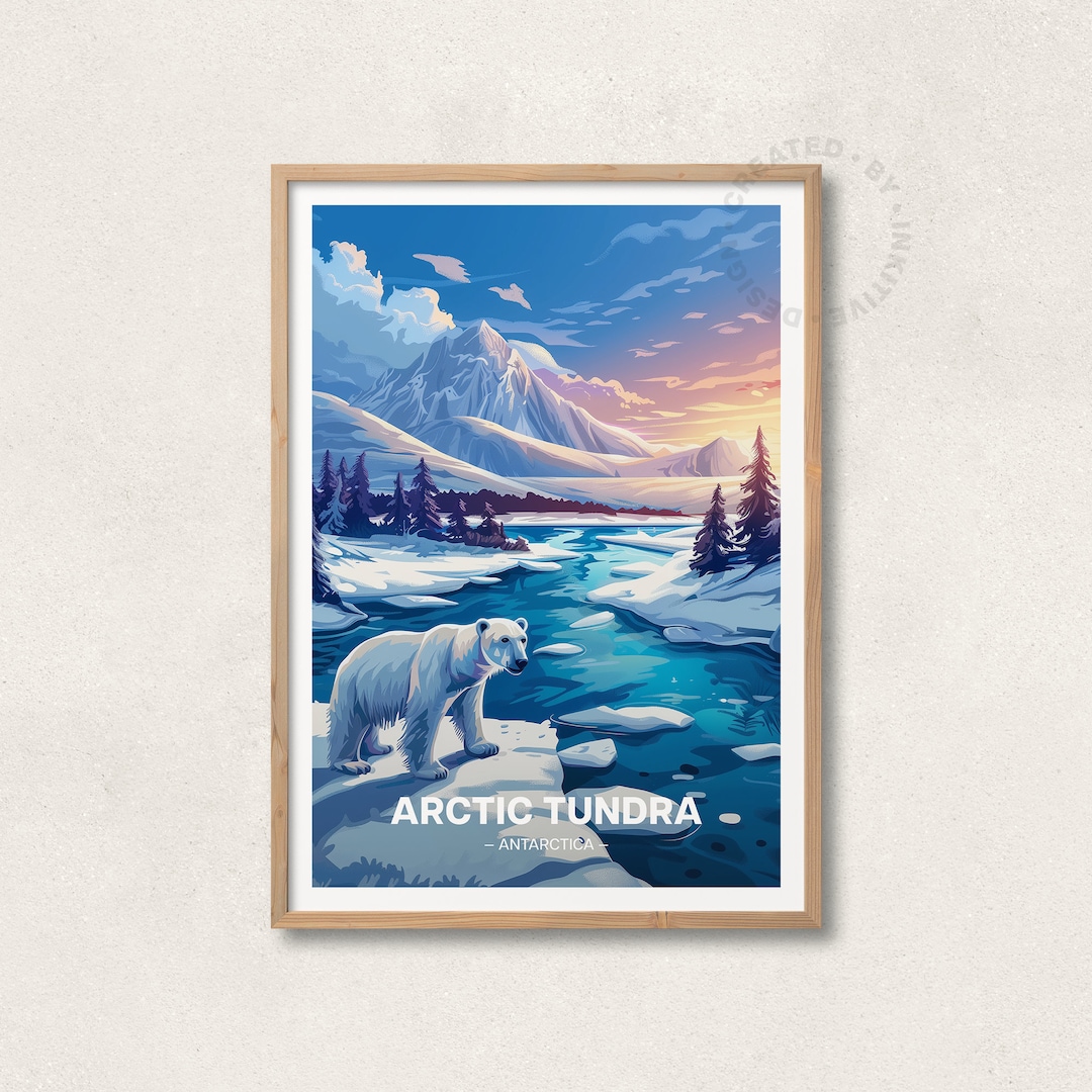 Arctic Tundra Poster Antarctica Art Print, Minimalist Artwork, Travel ...