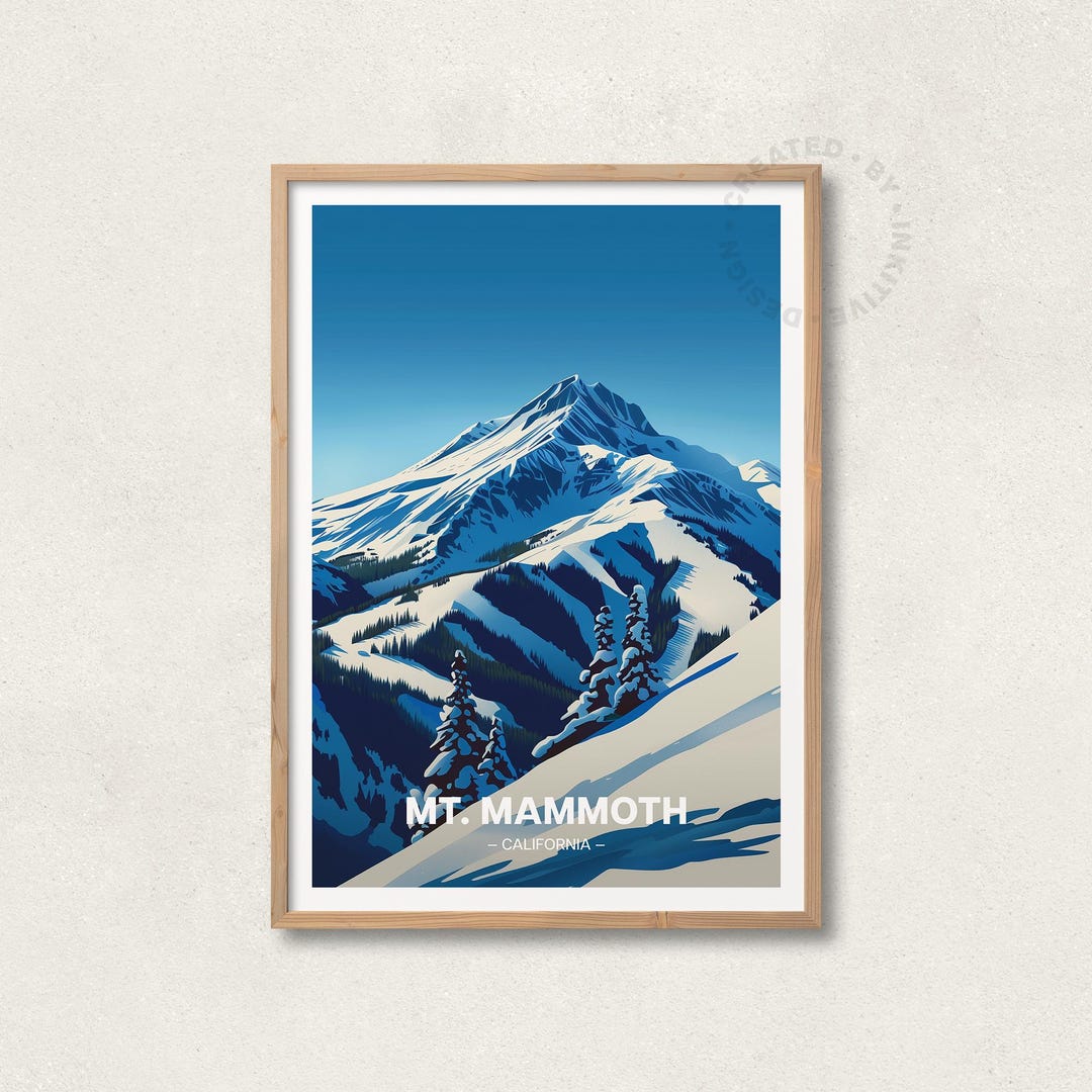 Mount Mammoth Poster California Artwork, Snowy Mountain Print, Travel ...