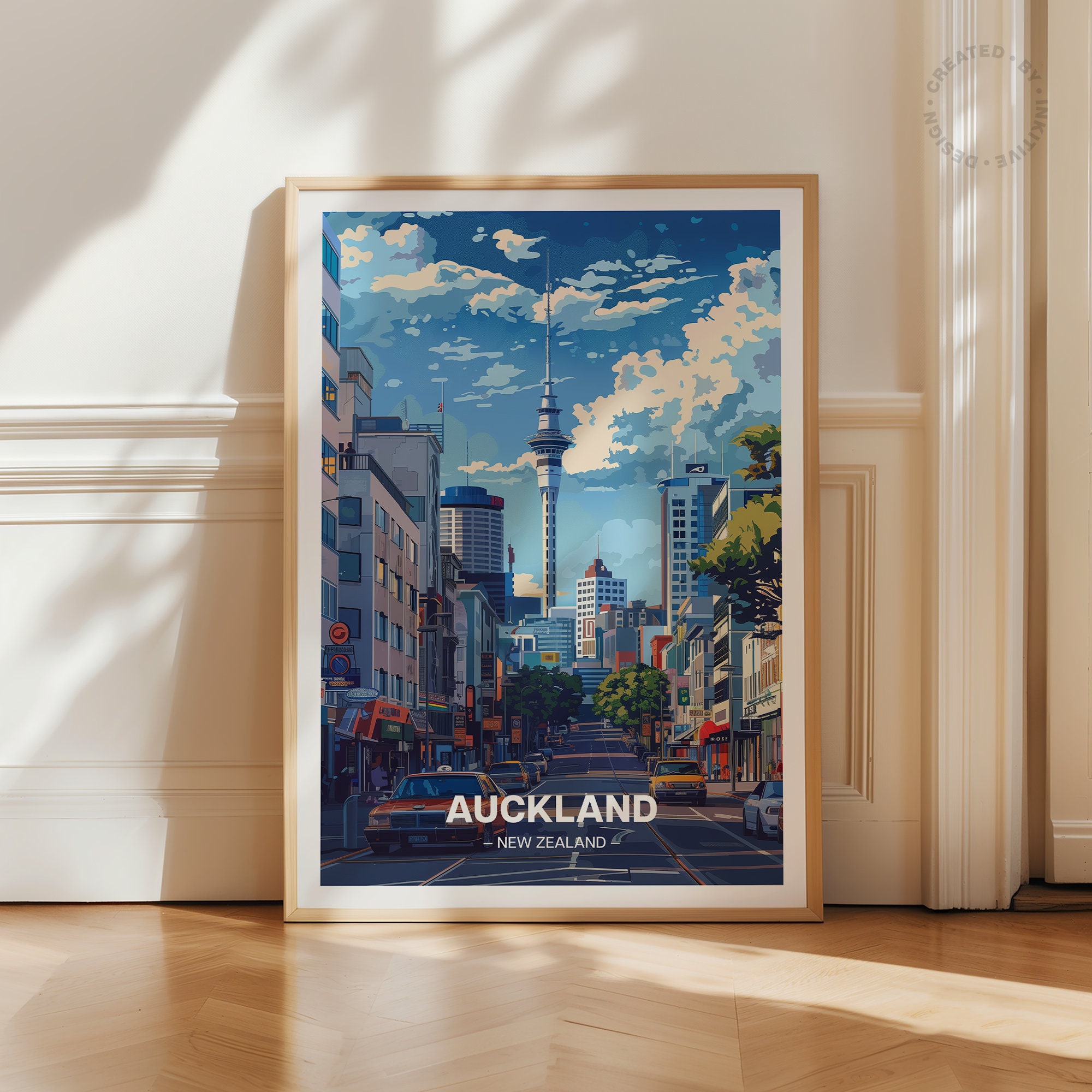 Auckland Poster New Zealand Artwork, Auckland Skyline Print, Travel ...