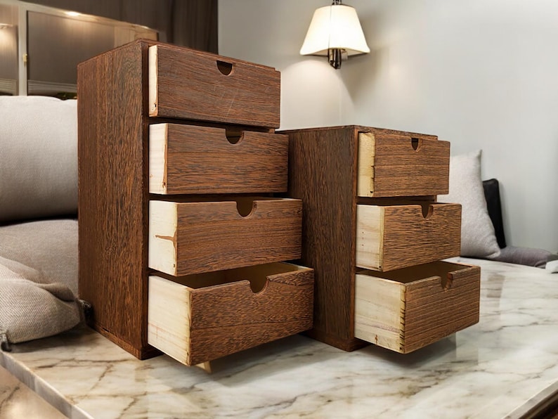 Wooden Drawer Organizer: Small Desktop Cabinet Box - Etsy