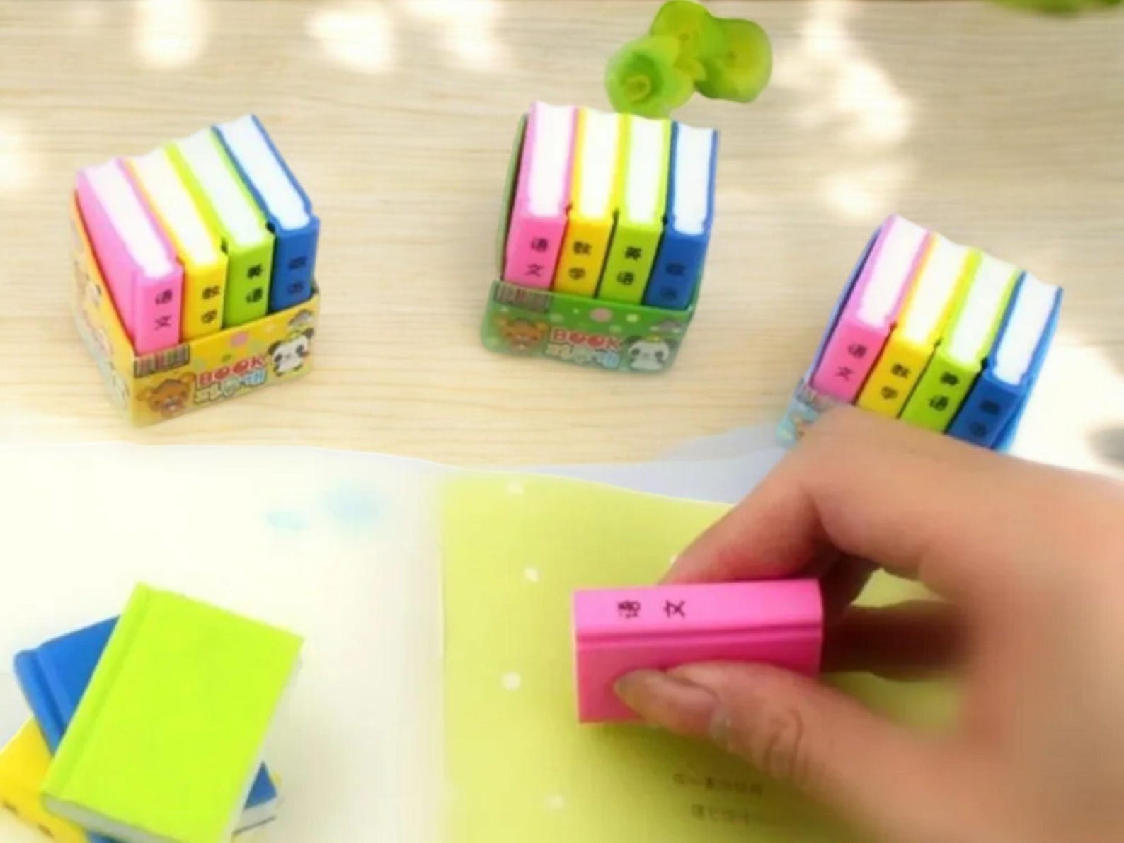 Book Style Pencil Erasers | Cute Mini Eraser Designed | Stationary ...