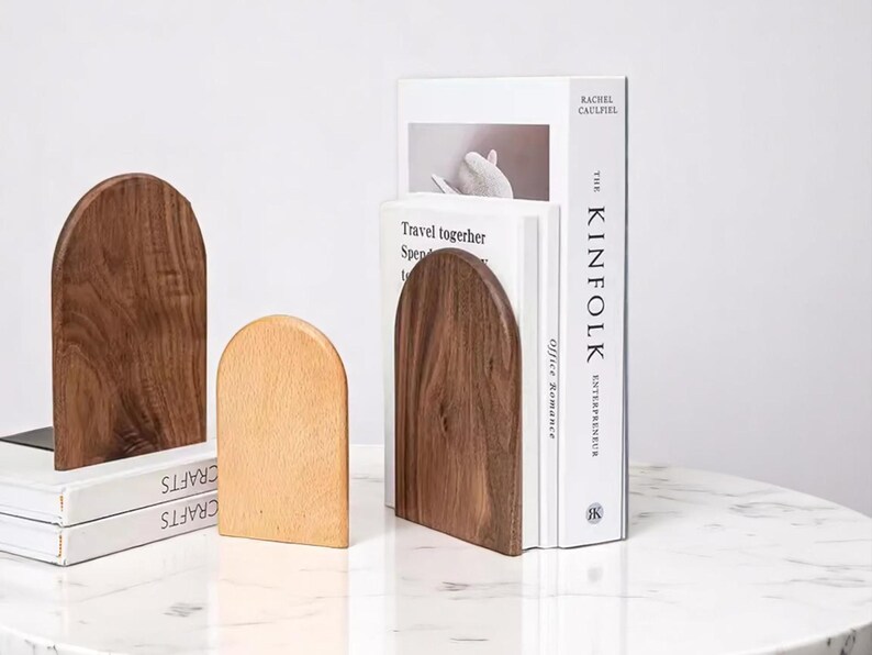 Minimalist Wooden Bookend Set: L-shape Desk Organizer - Etsy
