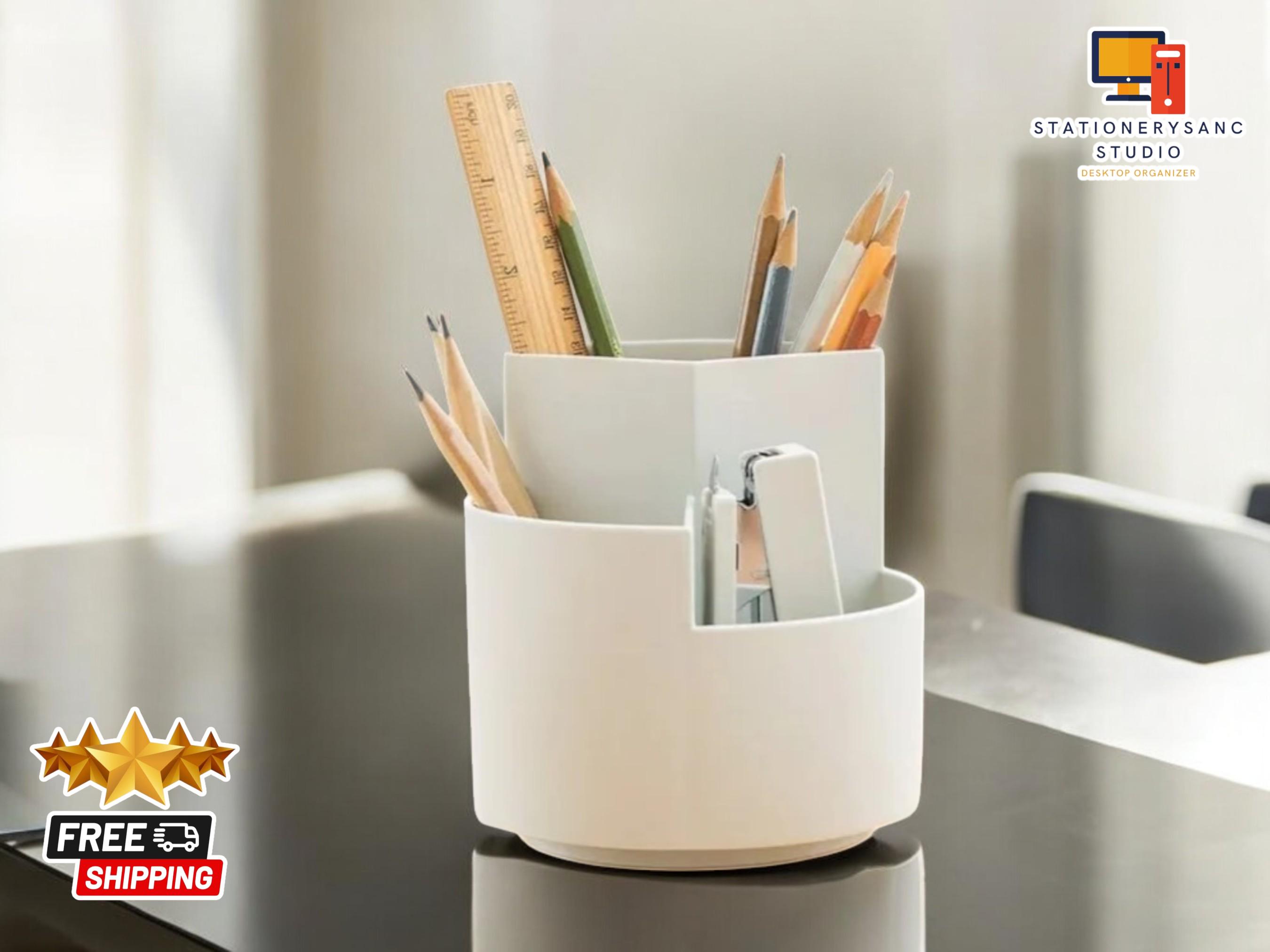 Rotating Desktop Organizer Multifunctional Pen Holder Large Capacity ...