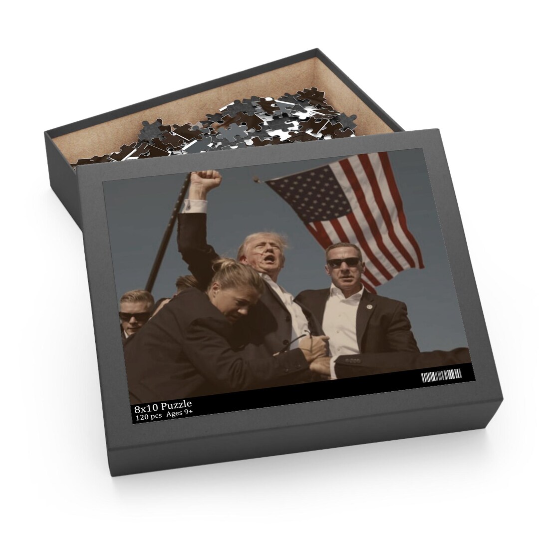 Donald Trump, Historic American Flag 500 Piece Custom Jigsaw Puzzle for ...