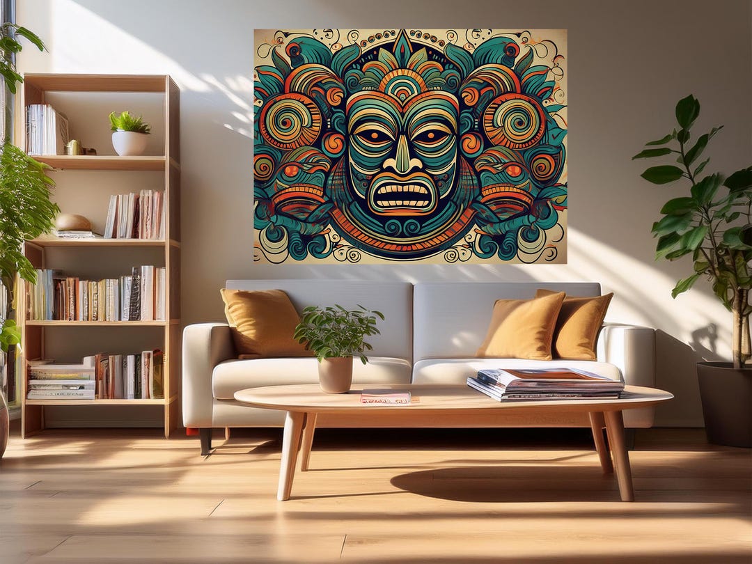 Colorful Polynesian Tribal Art Linocut in Acrylic Medium - Etsy
