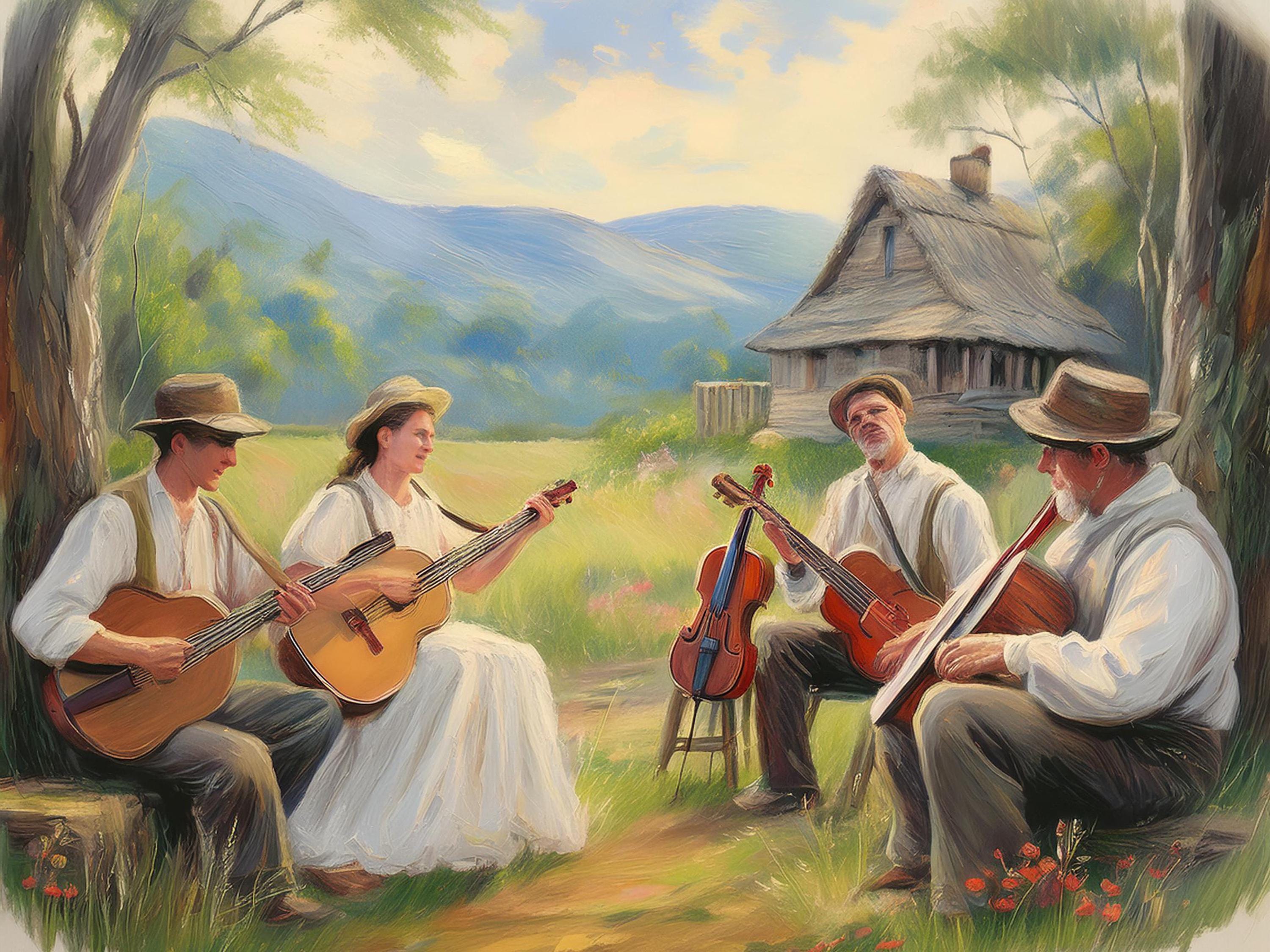 Canvas Wall Art, Appalachia Folk Music, Digital Acrylic Paint, Home ...
