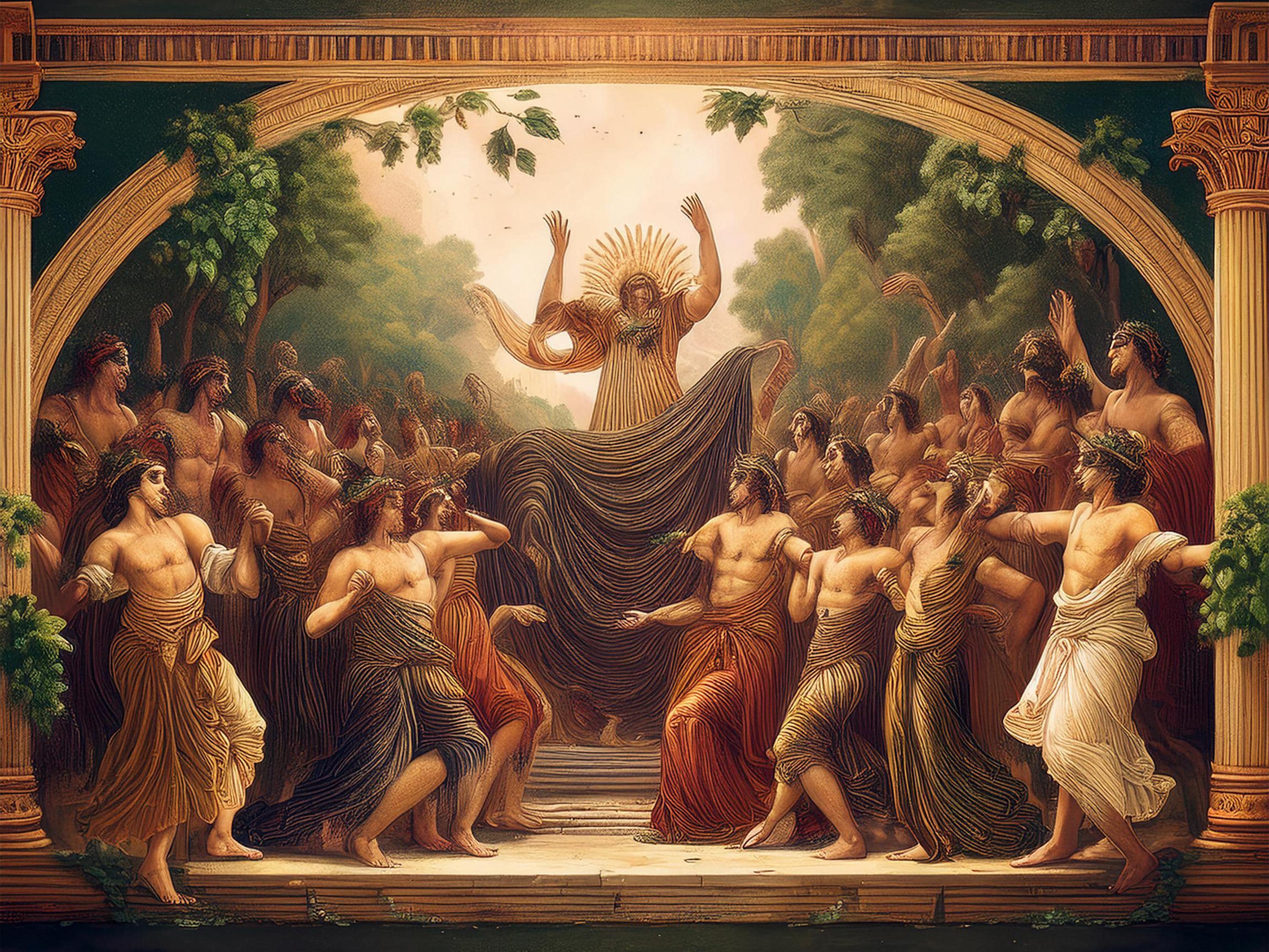Ancient Greek Theater Canvas Art, Dionysus Celebration Wall Decor ...