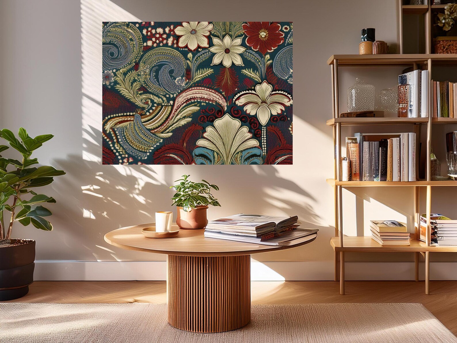 Canvas Art, Colonial American Patterns, Vintage Floral Wall Decor ...