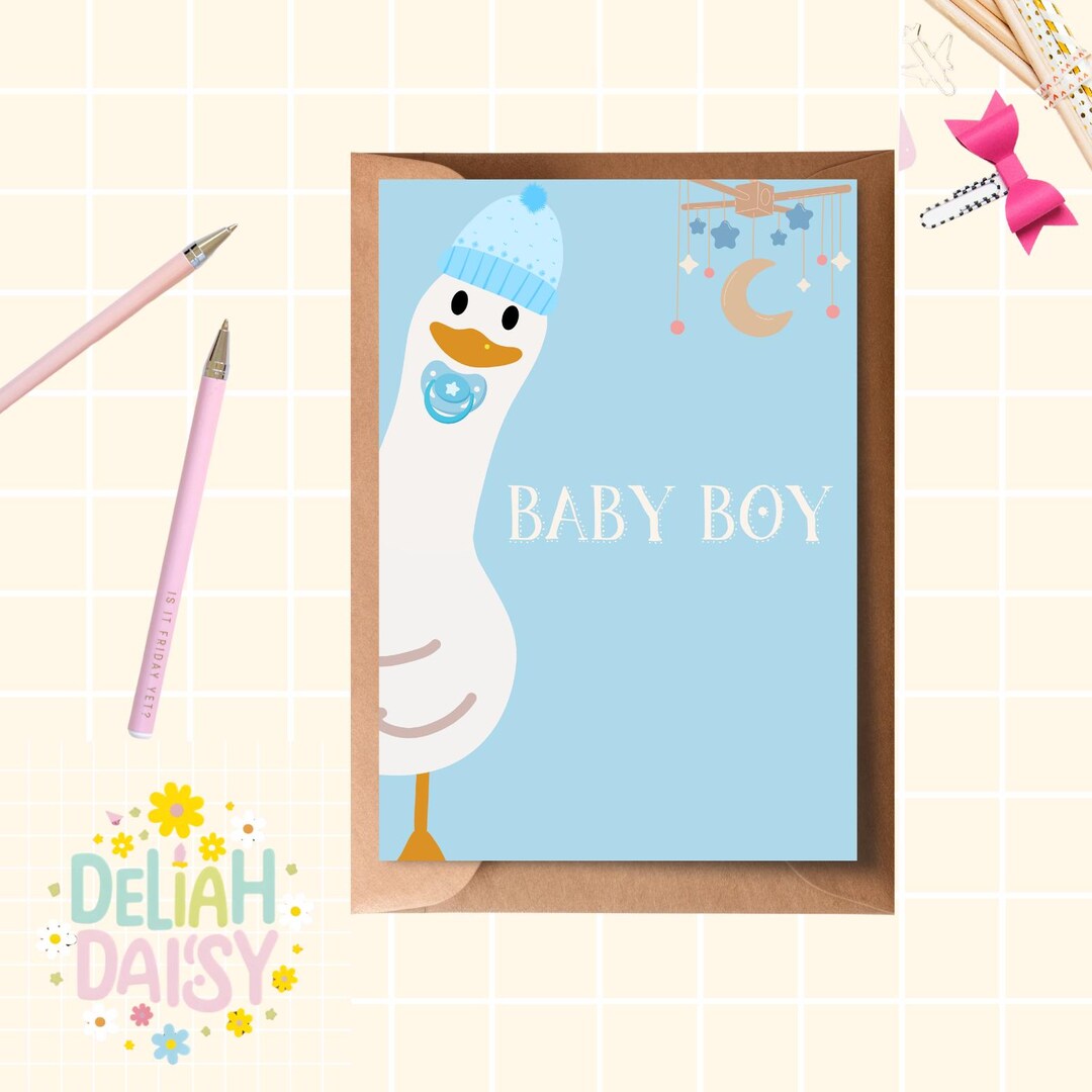 Goose Baby Boy A6 Congratulations Card| Animal Baby Shower Card| New ...