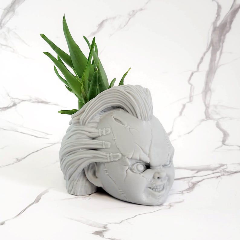Chuck the Good Guy Concrete Planter Mini - Halloween Planter - Horror ...