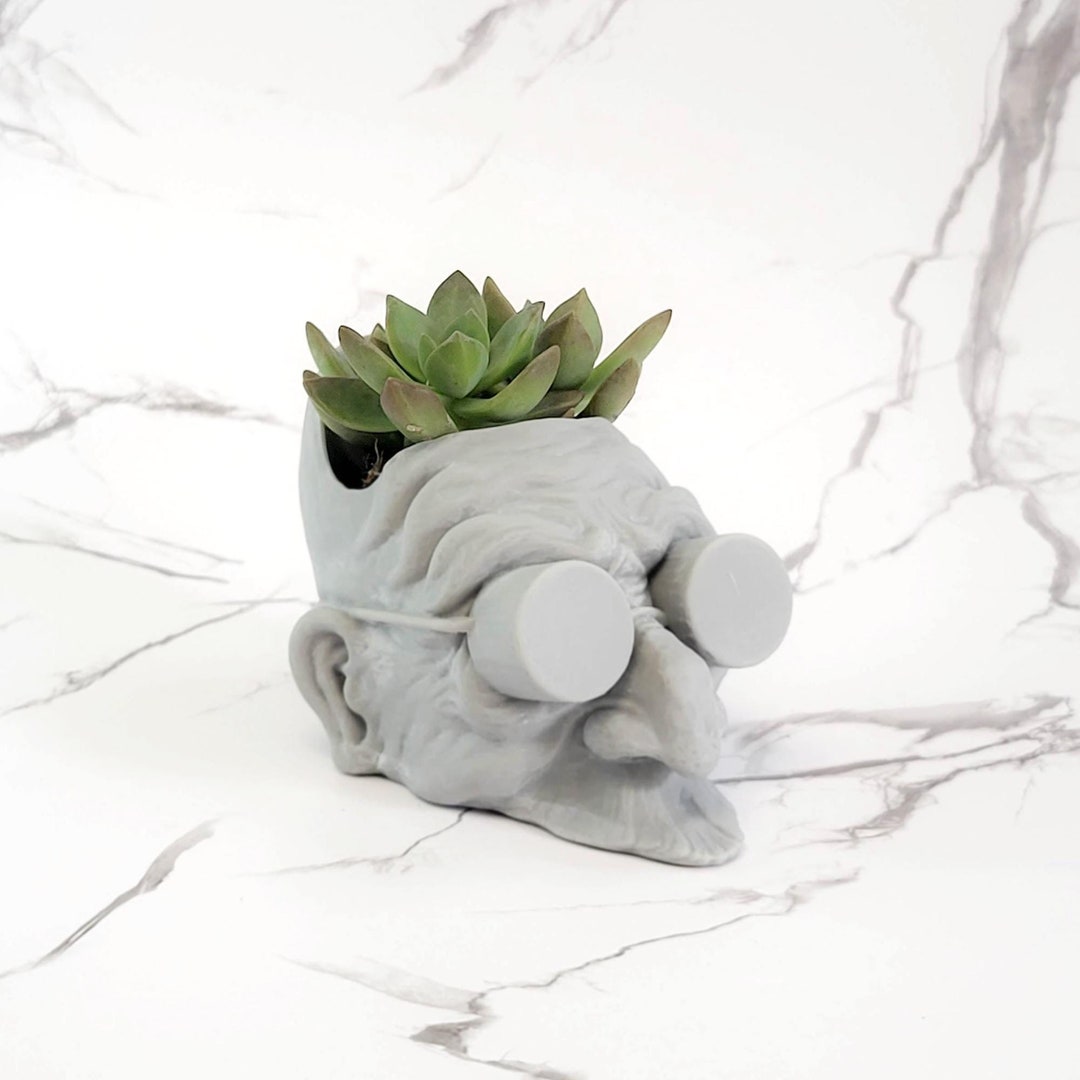 Futuristic Mad Scientist Concrete Planter - SIFI Planter - Cartoon Desk ...