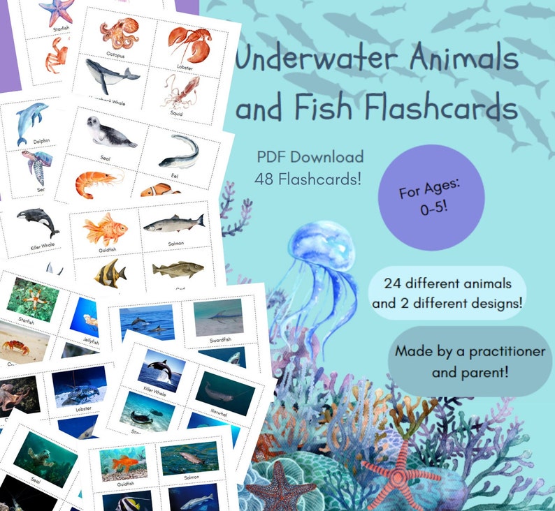 Underwater Animals and Fish Flashcards for Toddlers and Babies ...