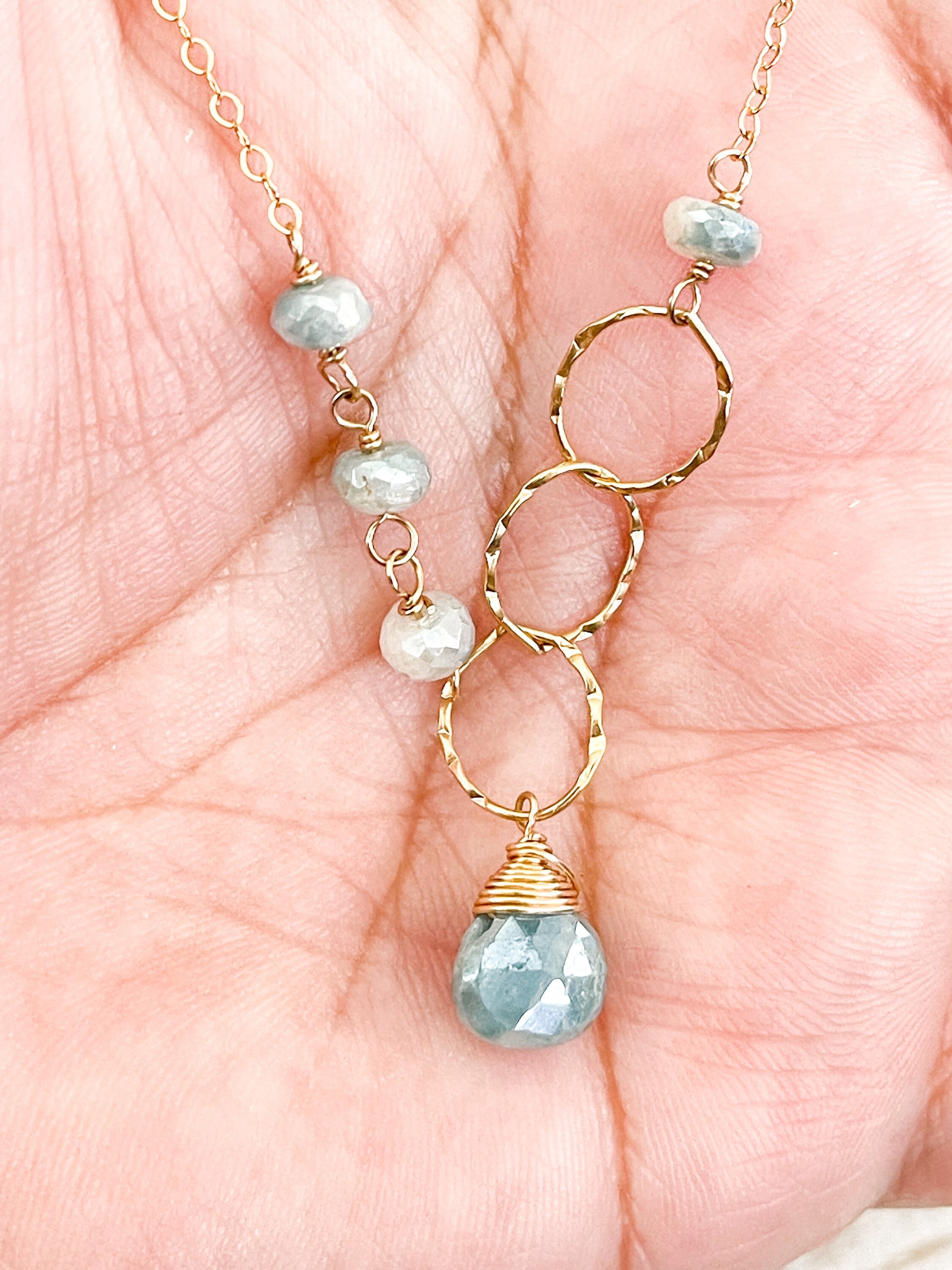 Blue Silverite and Large Link Aria Necklace, Goldfill - Etsy