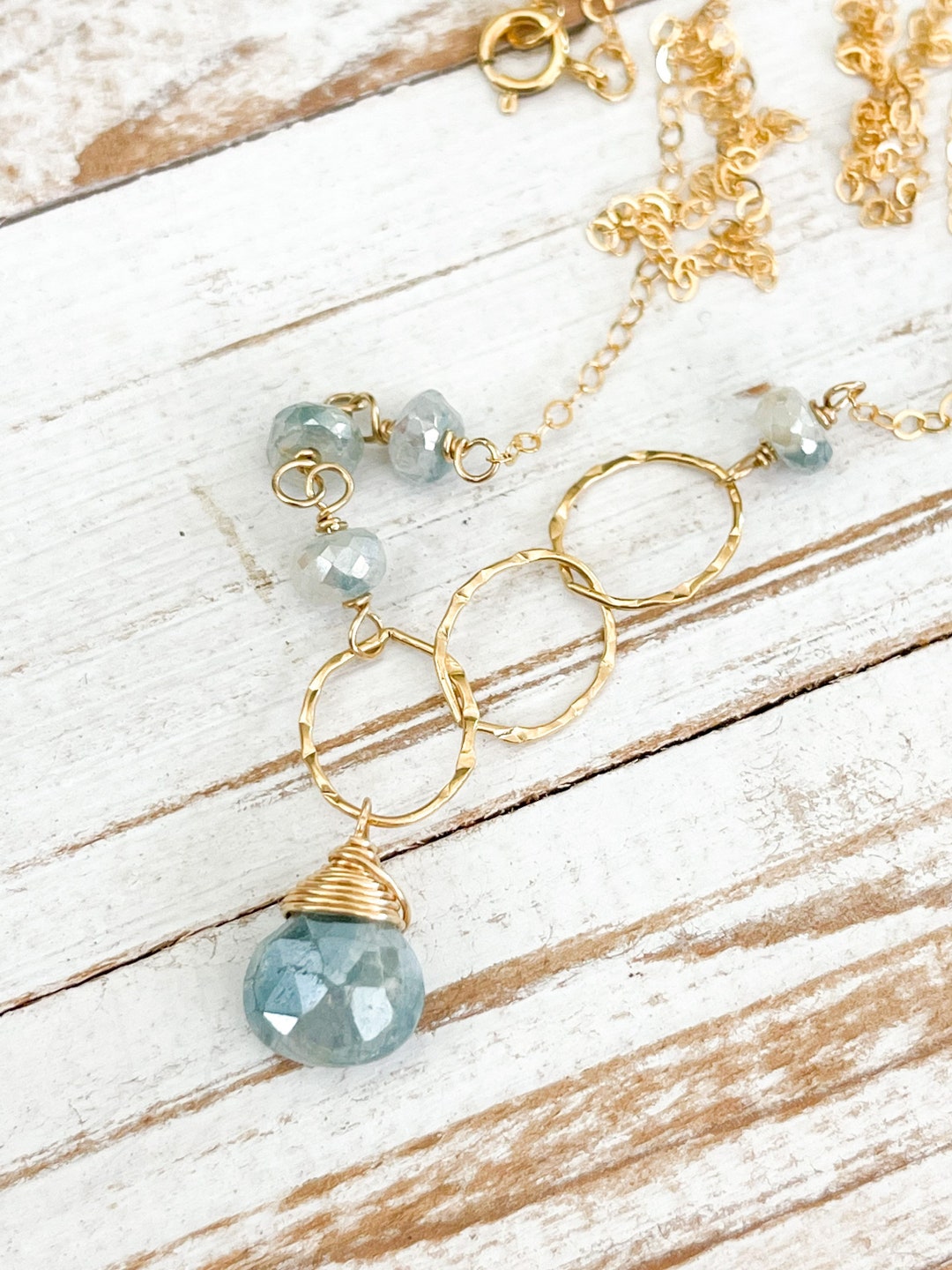 Blue Silverite and Large Link arianecklace Goldfill - Etsy
