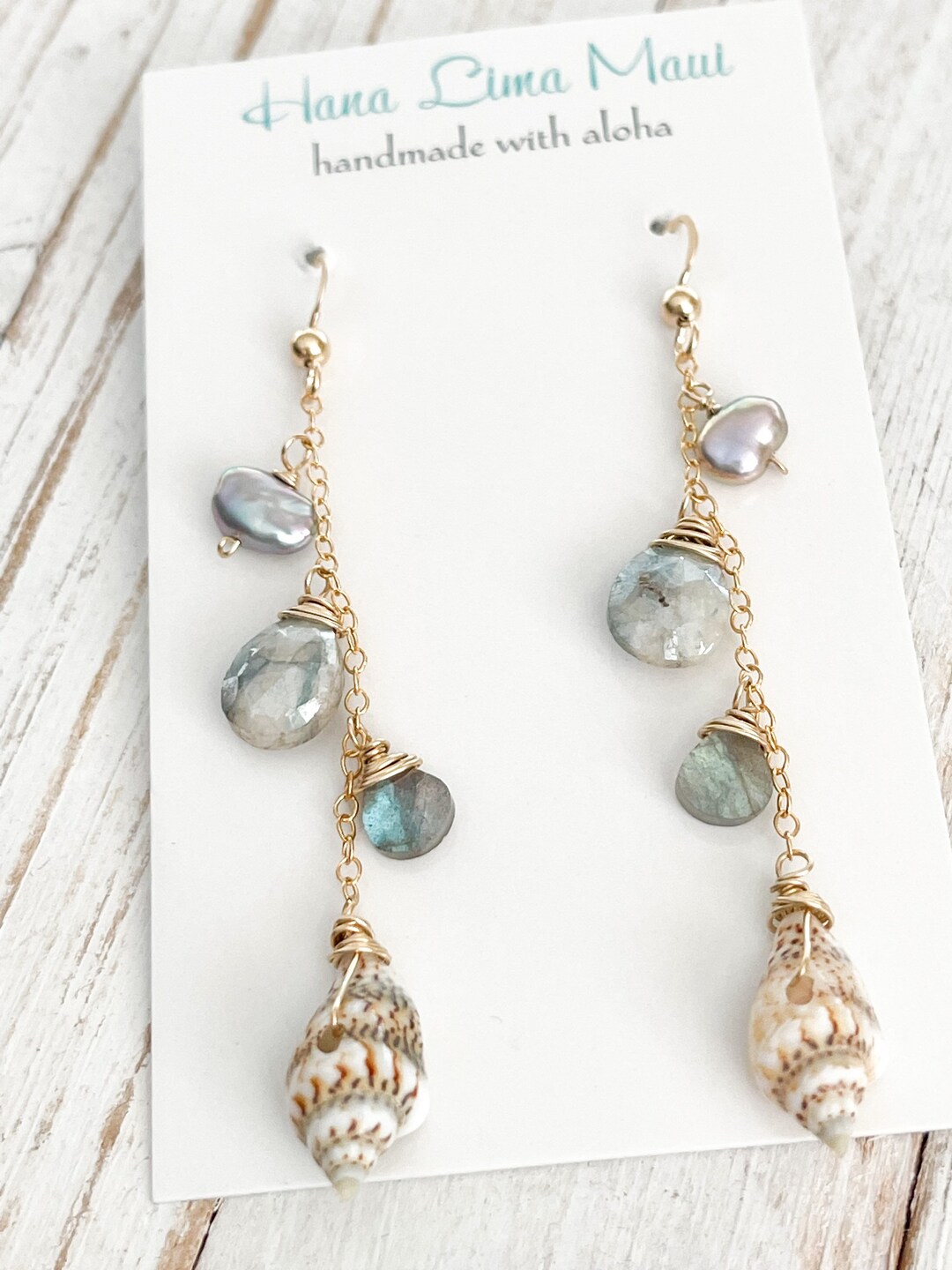 Marina, Sea Shell and Gemstone Earrings - Etsy