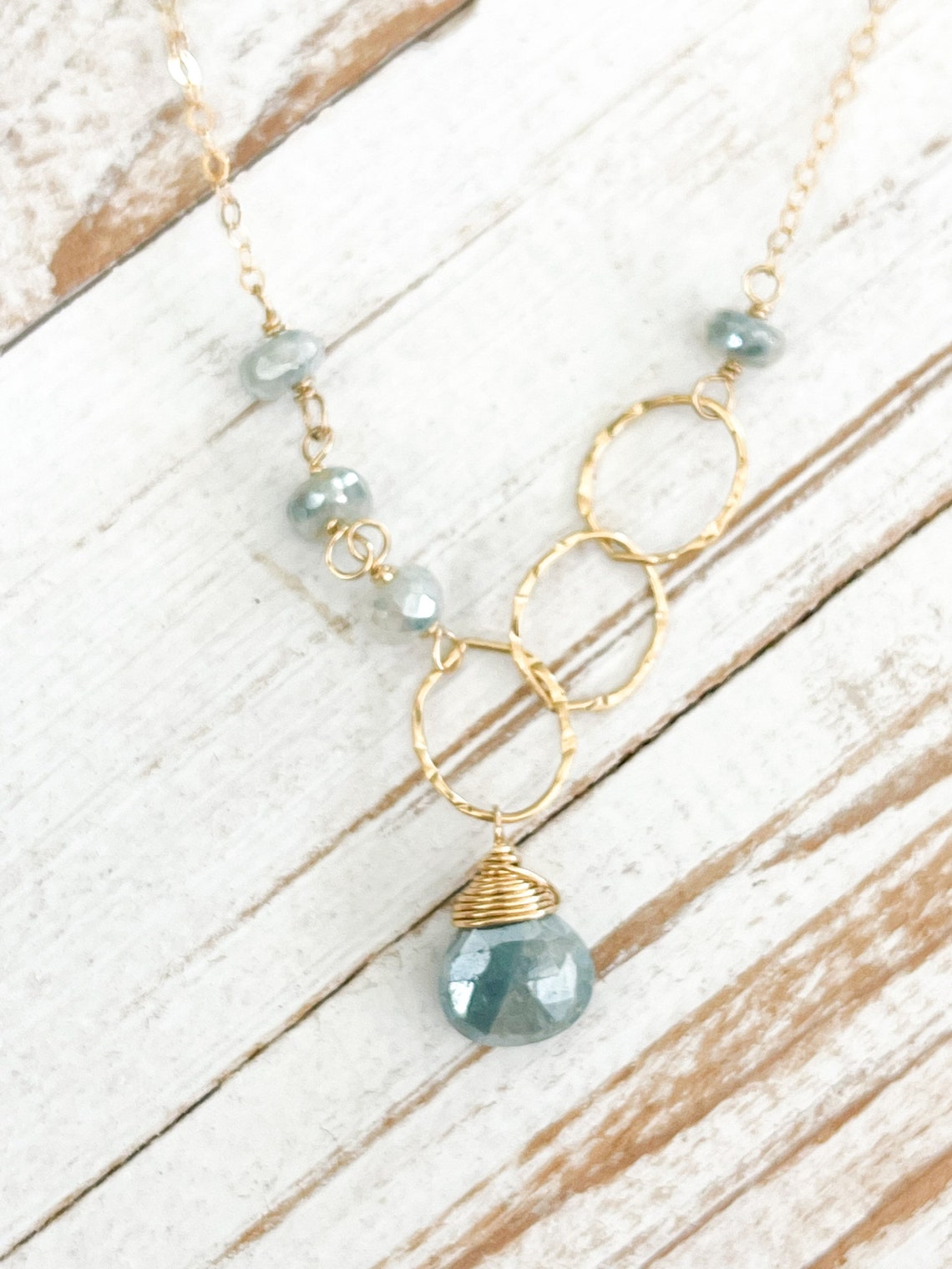 Blue Silverite and Large Link Aria Necklace, Goldfill - Etsy
