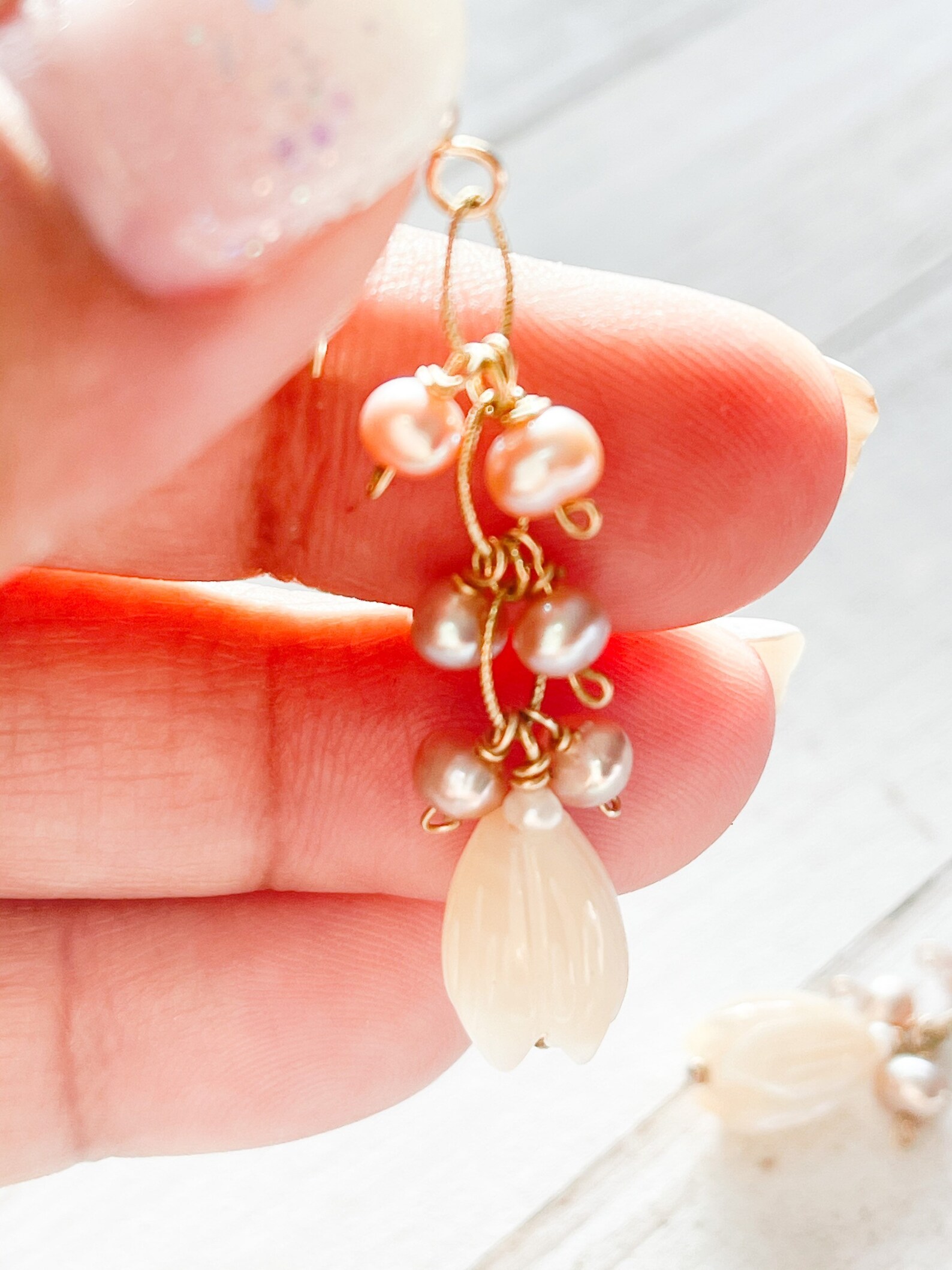 Hawaiian Pikake Earrings and Pink Pearls | Etsy