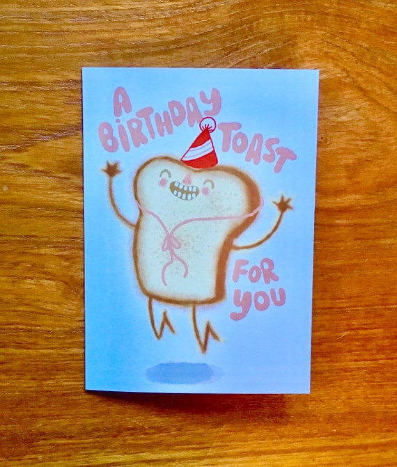 A Birthday Toast to You Illustrated Birthday Card | Etsy