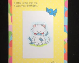A Little Birdie Told Me Birthday Card/it's Your Birthday/handmade Bird ...
