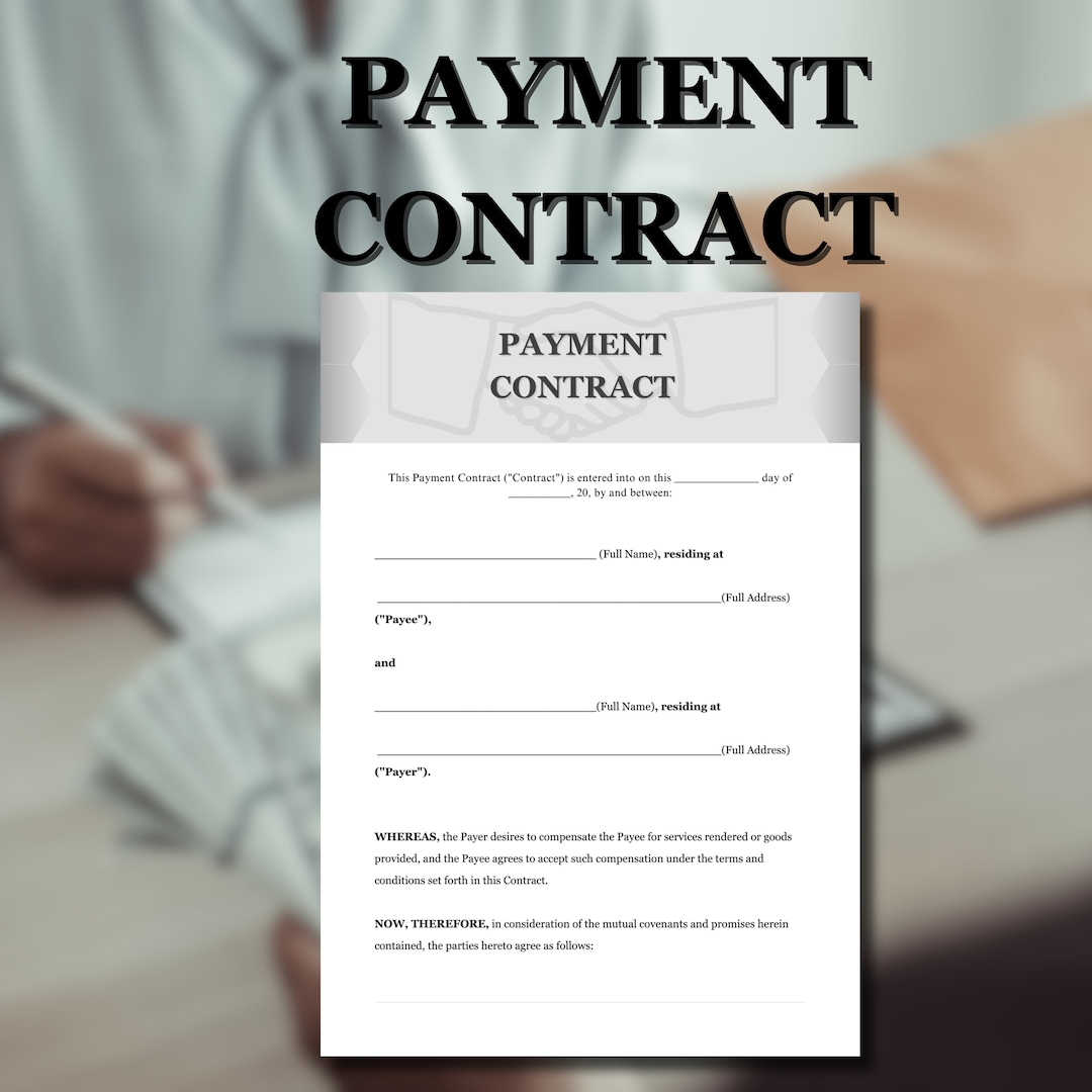 Payment Contract, Editable Payment Plan Services Agreement, Layaway ...