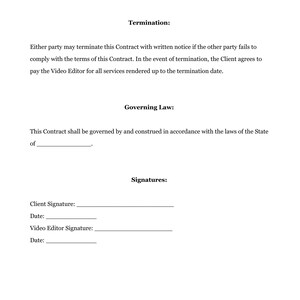 Editable Video Editor Contract Template, Video Editing Service ...