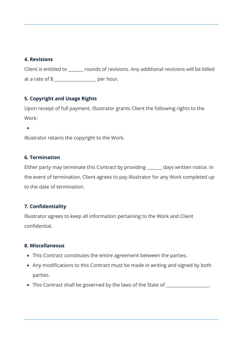 Illustration Contract Template, Freelance Illustrator Agreement ...