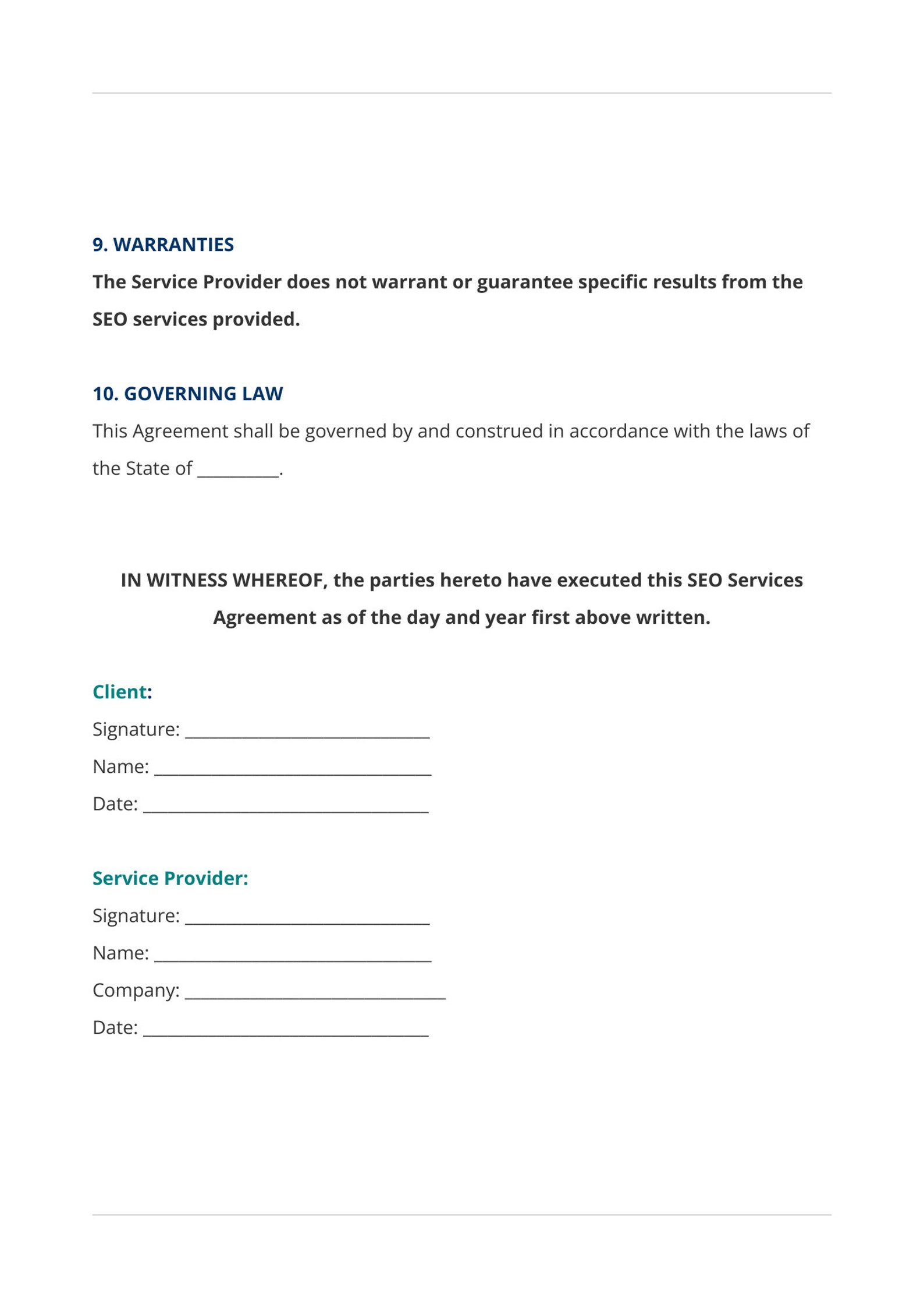 Printable SEO Contract Template - SEO Services Agreement Template Word ...