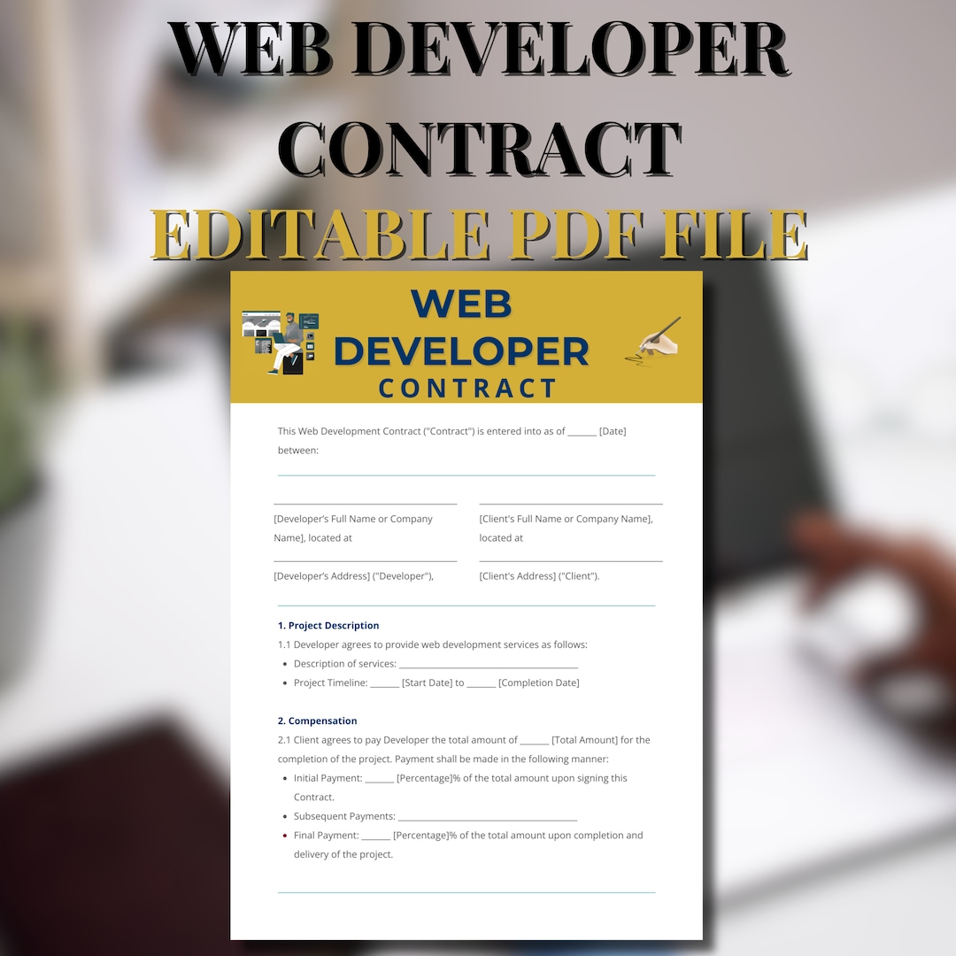 Editable Web Development Contract Template Freelance Website Developer ...