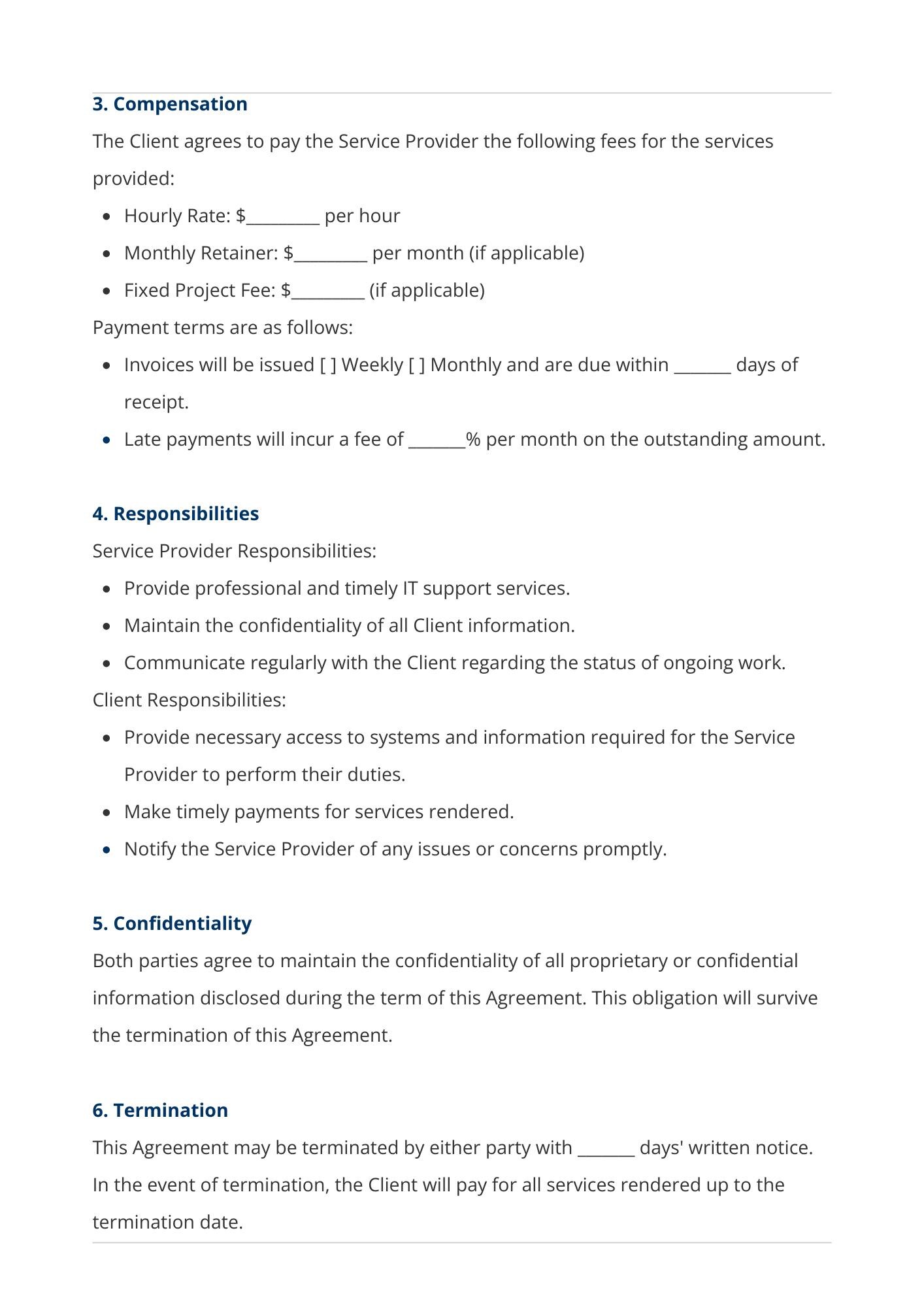 IT Support Services Contract Template Customizable, Professional ...