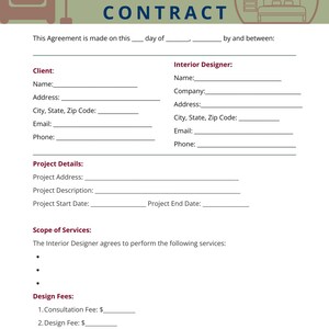 Professional Interior Design Contract Template | Customizable Agreement for Designers | Instant ...