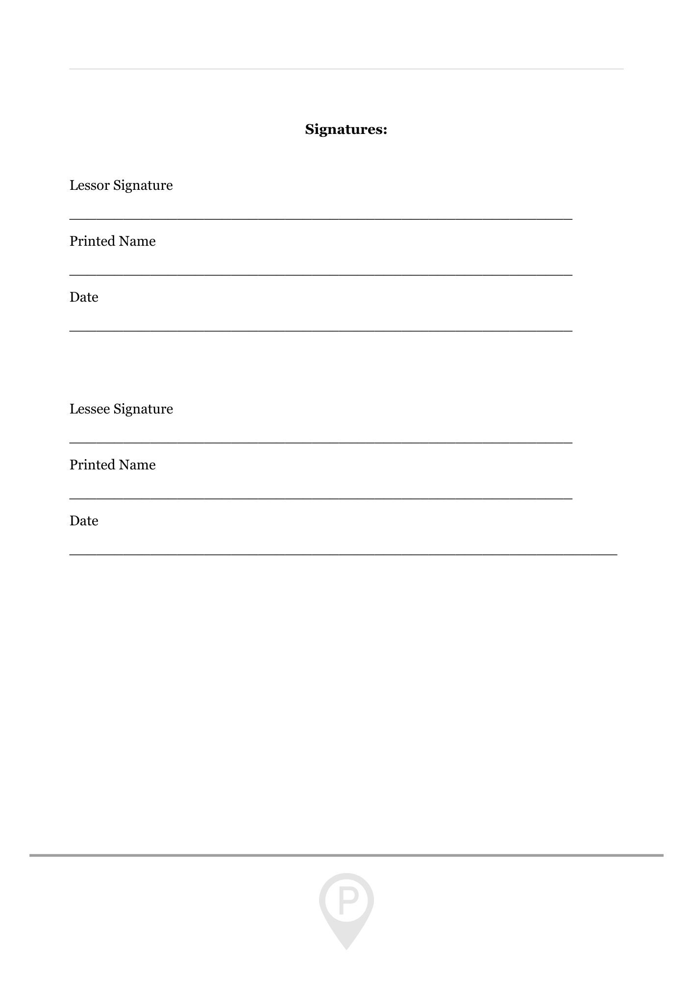 RV Parking Space Rental Agreement | RV Lot Rental Agreement | Letter ...