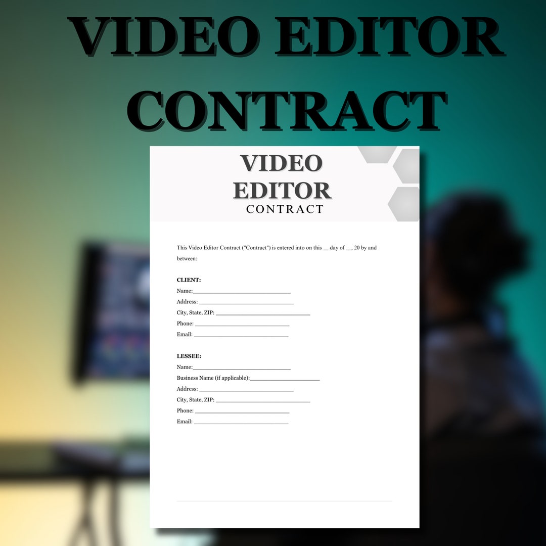 Editable Video Editor Contract Template, Video Editing Service ...
